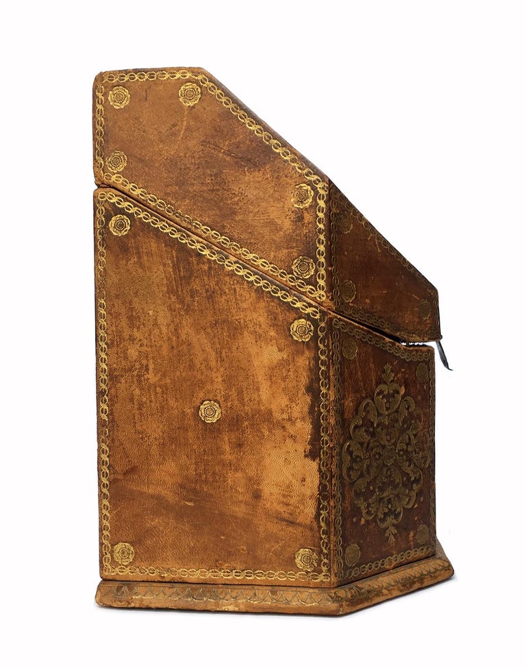 19th Century Northern Italy Wood and Leather Cutlery Box, circa 1870 ...