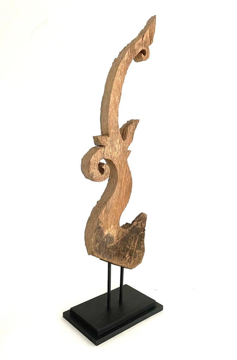 19th Century Northern Thai Temple Roof Finials, Carved Chofa For Sale ...