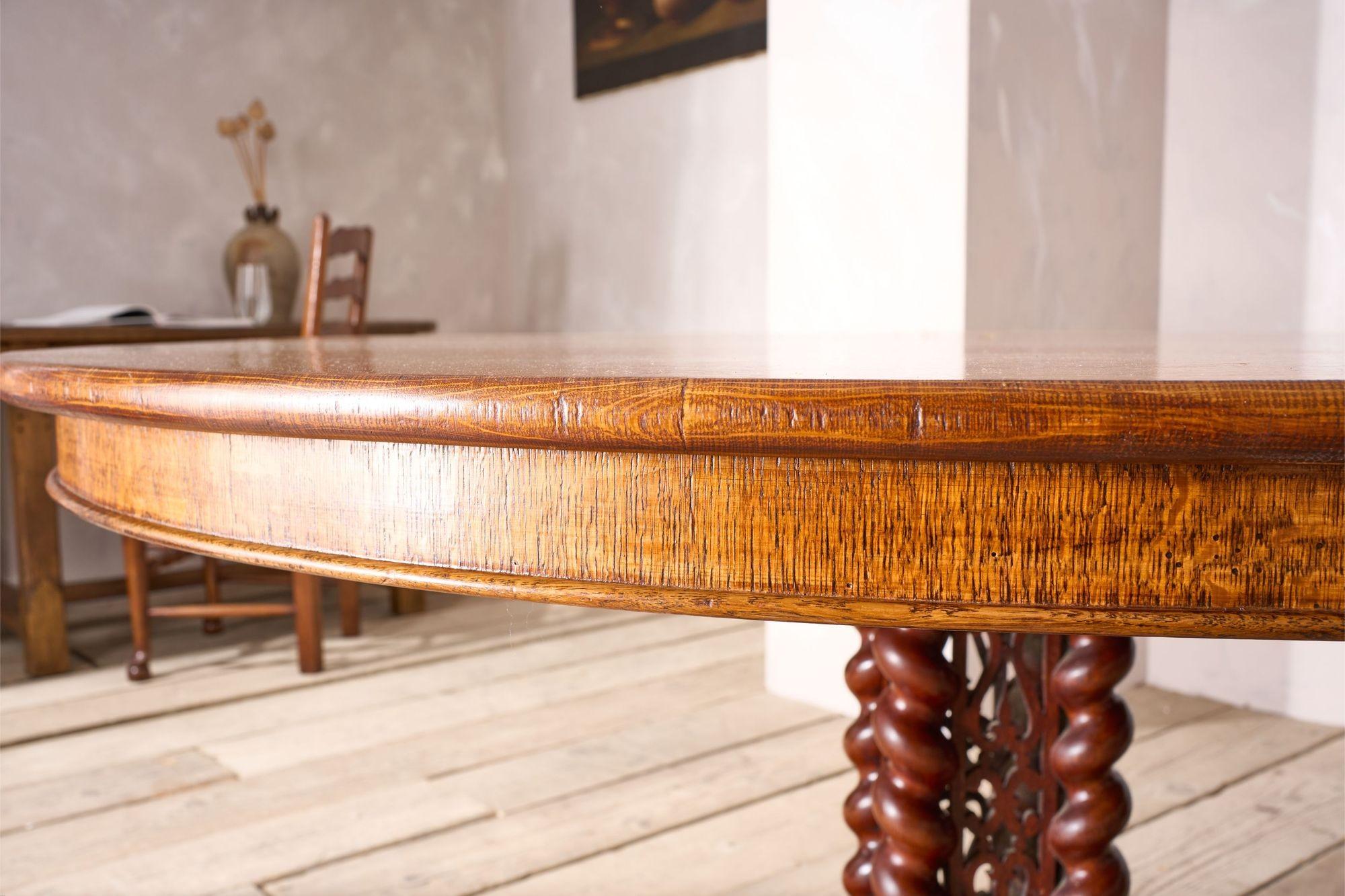 19th century Oak centre table with fretwork column at 1stDibs