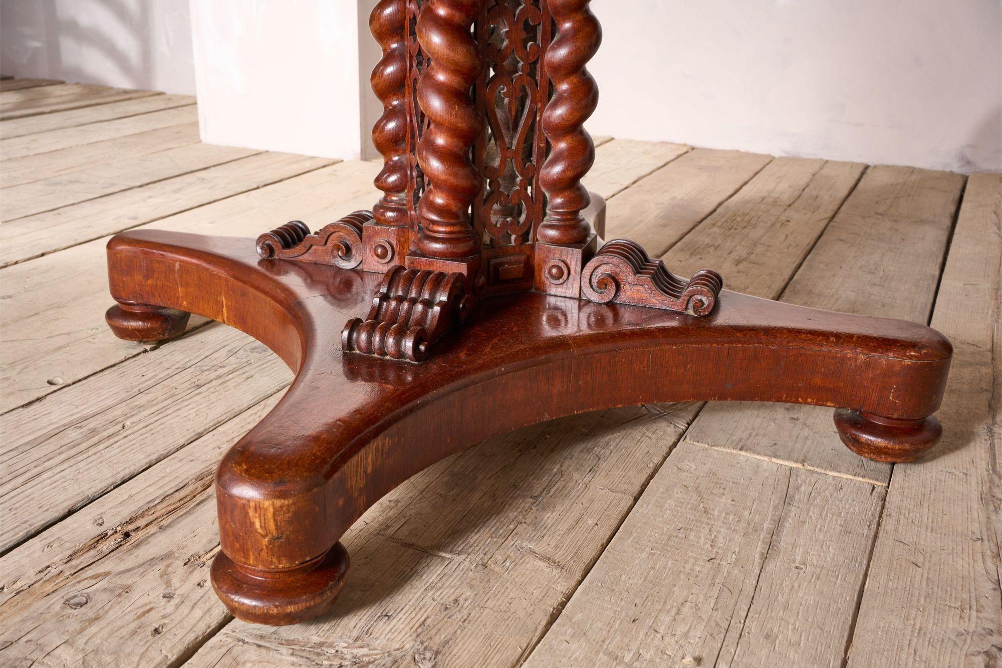 19th century Oak centre table with fretwork column at 1stDibs