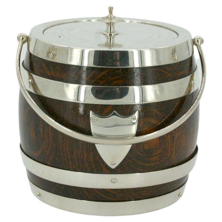 19th Century Oak/Ceramic Ice Bucket For Sale at 1stDibs