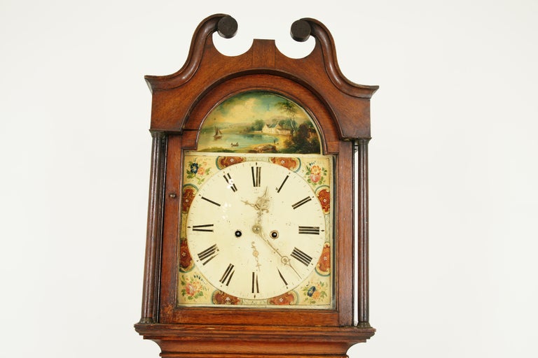 19th Century Oak Longcase Grandfather Clock 8 Day Works, Scotland 1850 ...