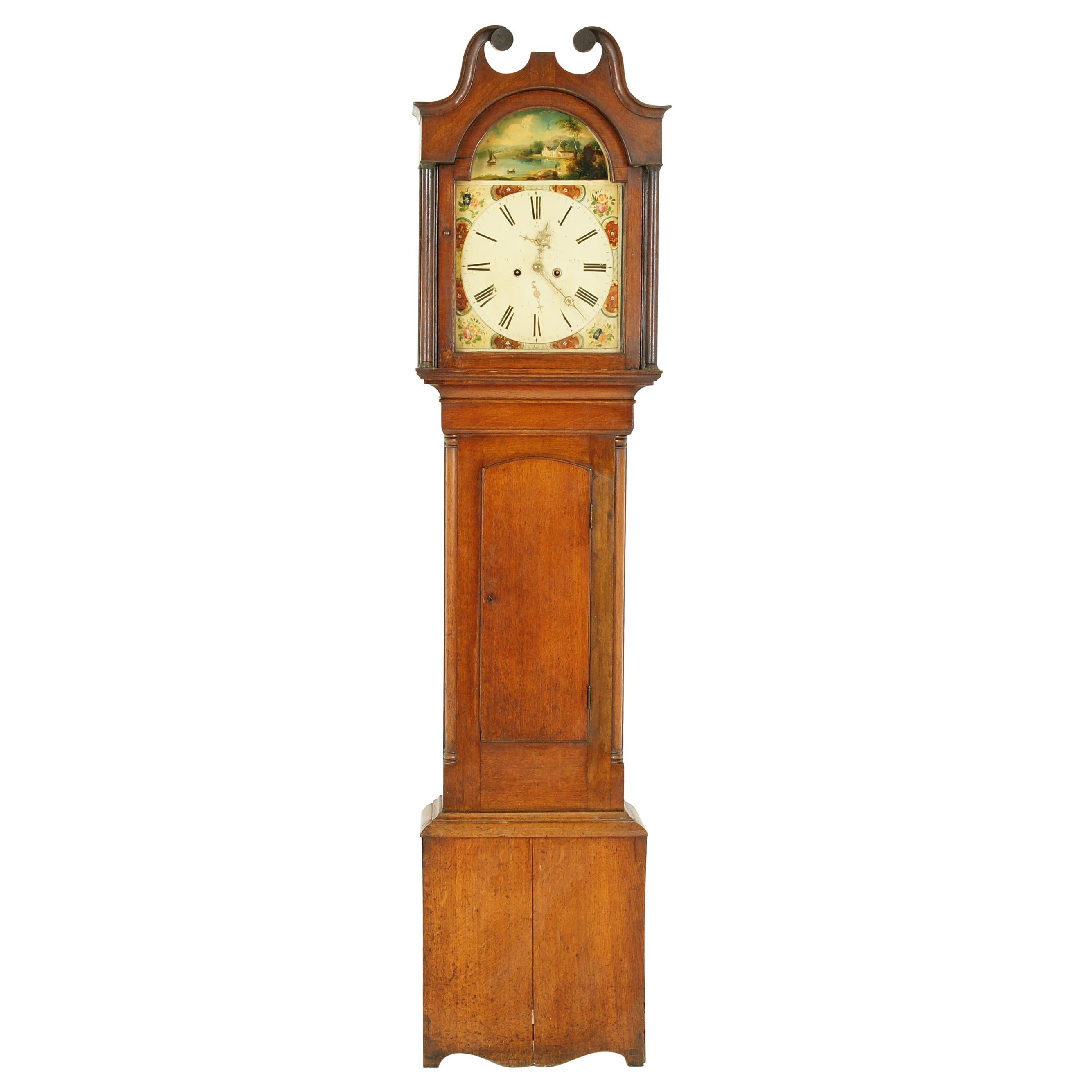 19th Century Oak Longcase Grandfather Clock 8 Day Works, Scotland 1850 ...