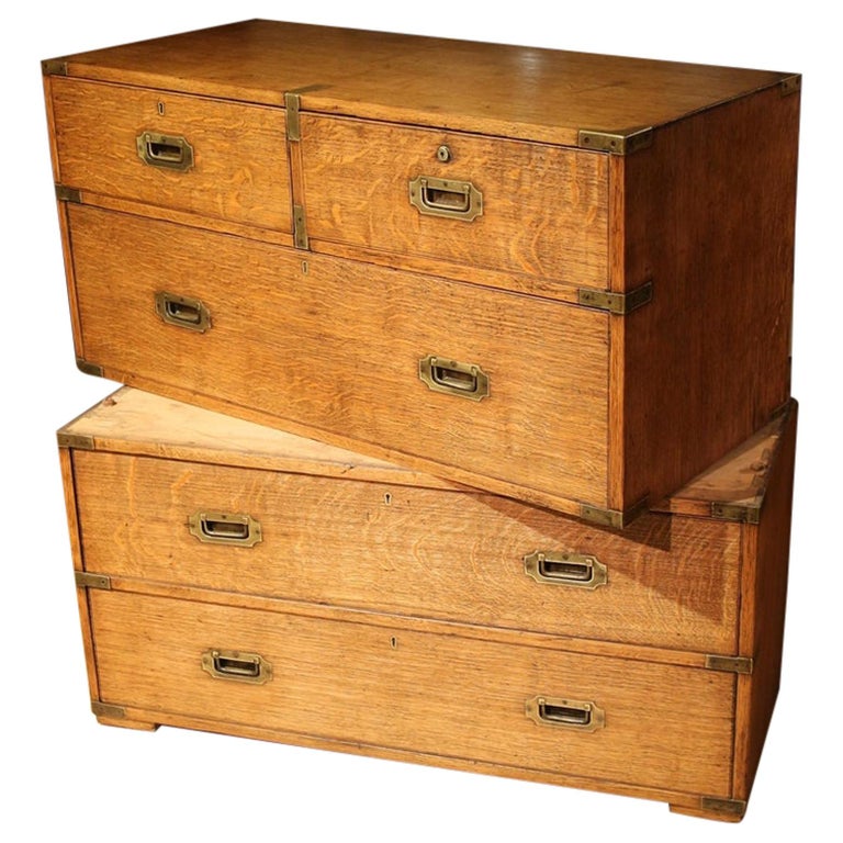 19th Century Oak Military Chest of Drawers at 1stDibs