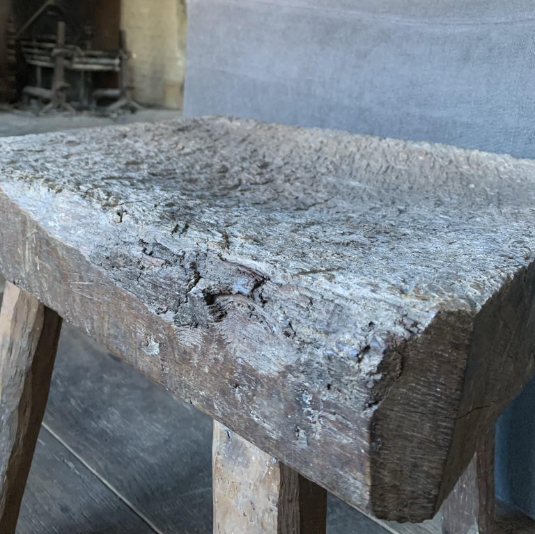 19th Century Oak One Slab Stool For Sale at 1stDibs