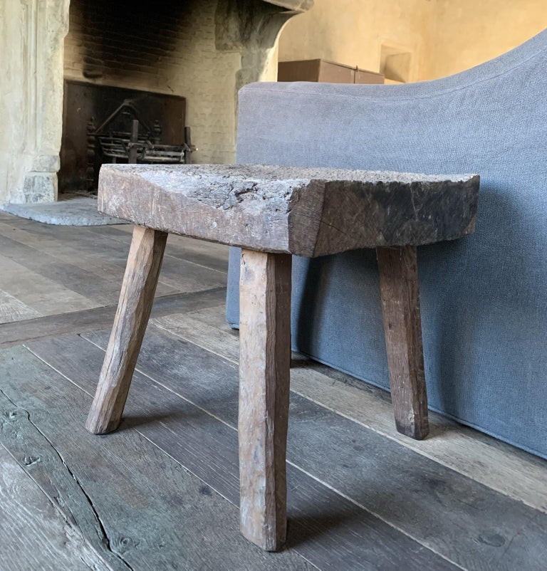 19th Century Oak One Slab Stool For Sale at 1stDibs