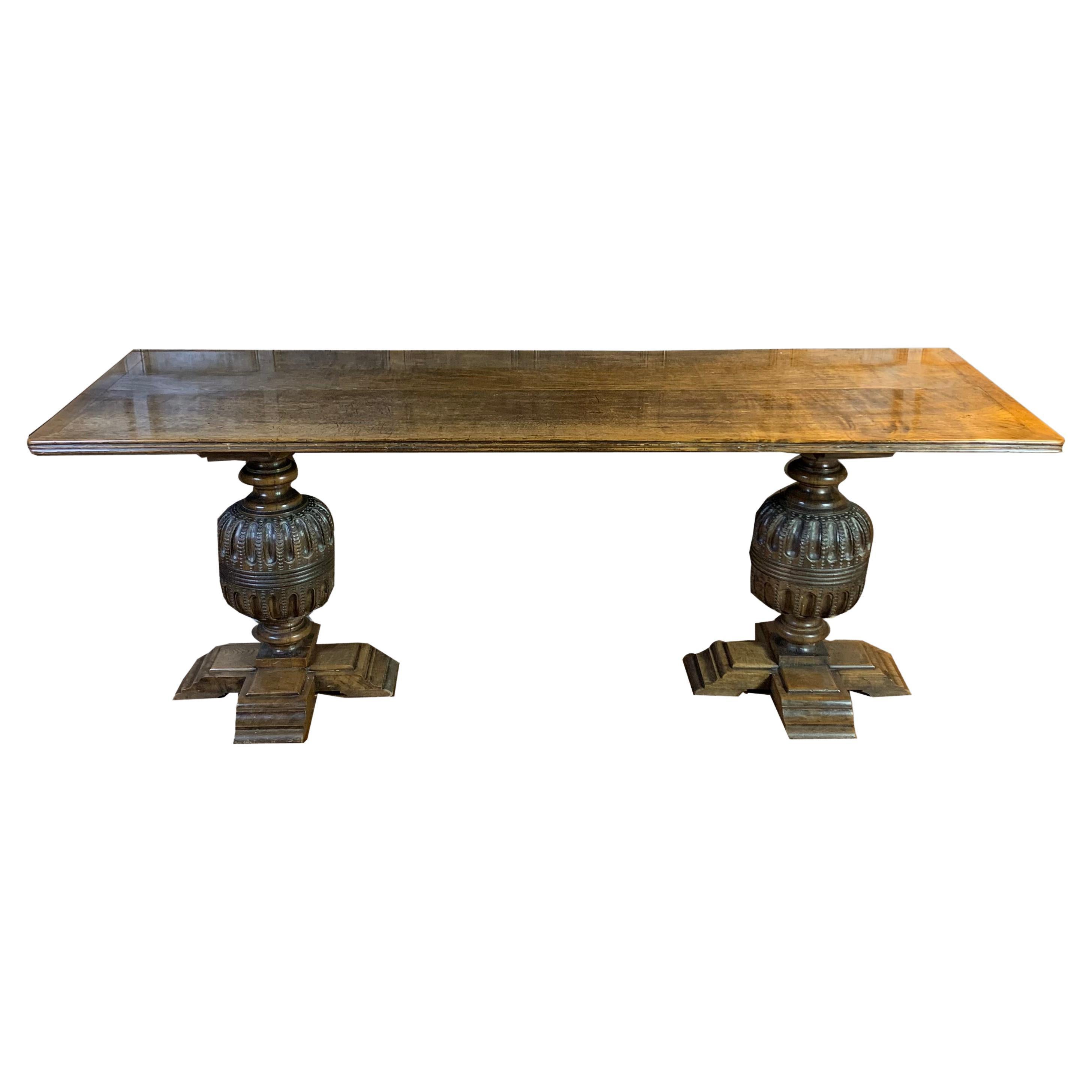 Antique Solid Oak Refectory Dining Table and 8 Chairs at 1stDibs ...