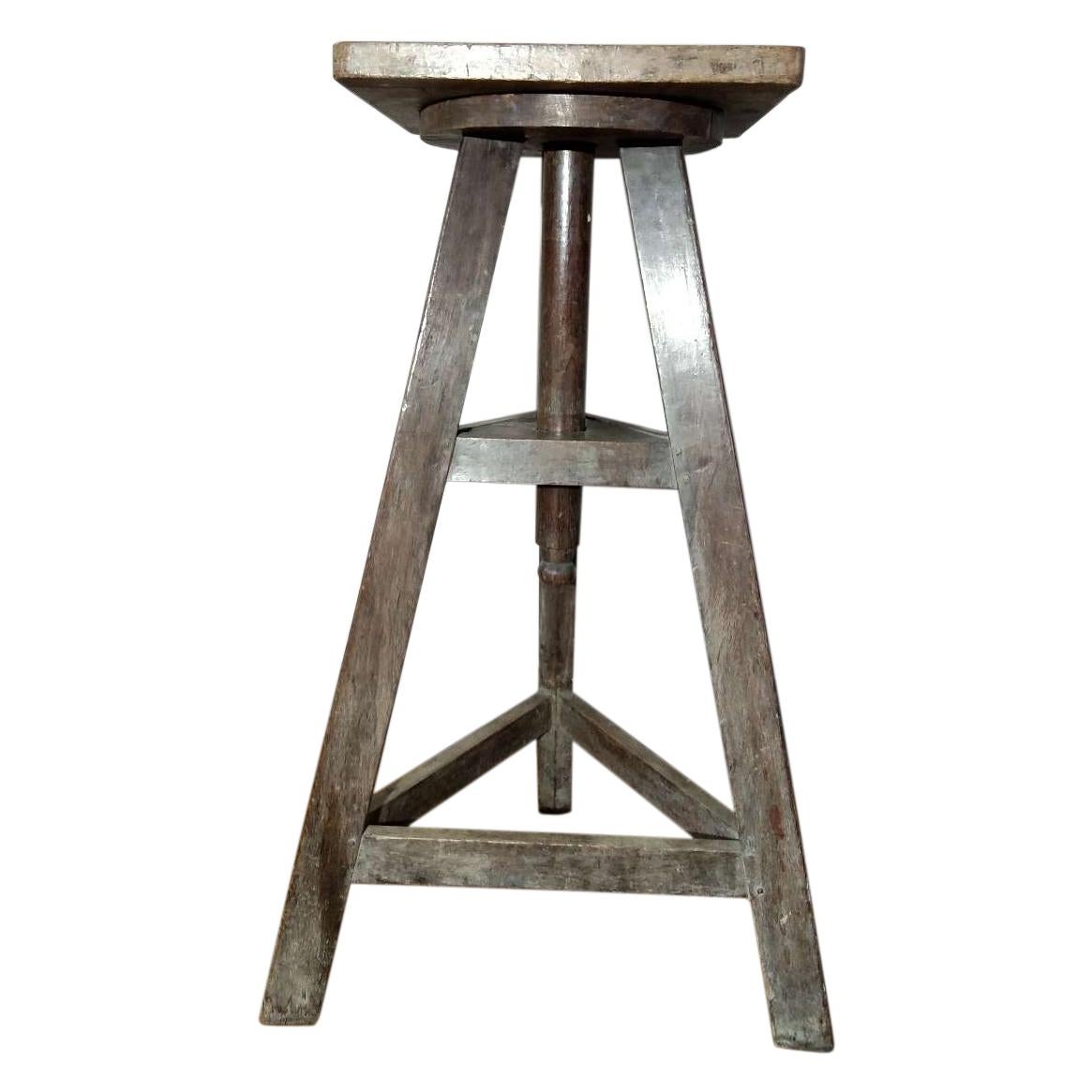 19th Century Oak Sculptor's Table, Pedestal with Rotating Platform at ...