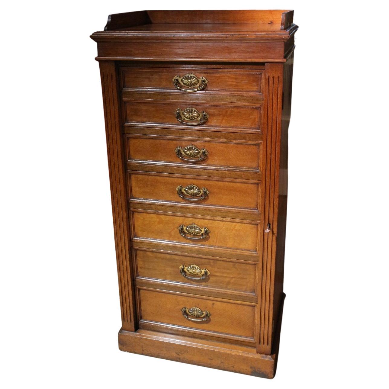 19th Century oak Wellington chest of drawers For Sale at 1stDibs