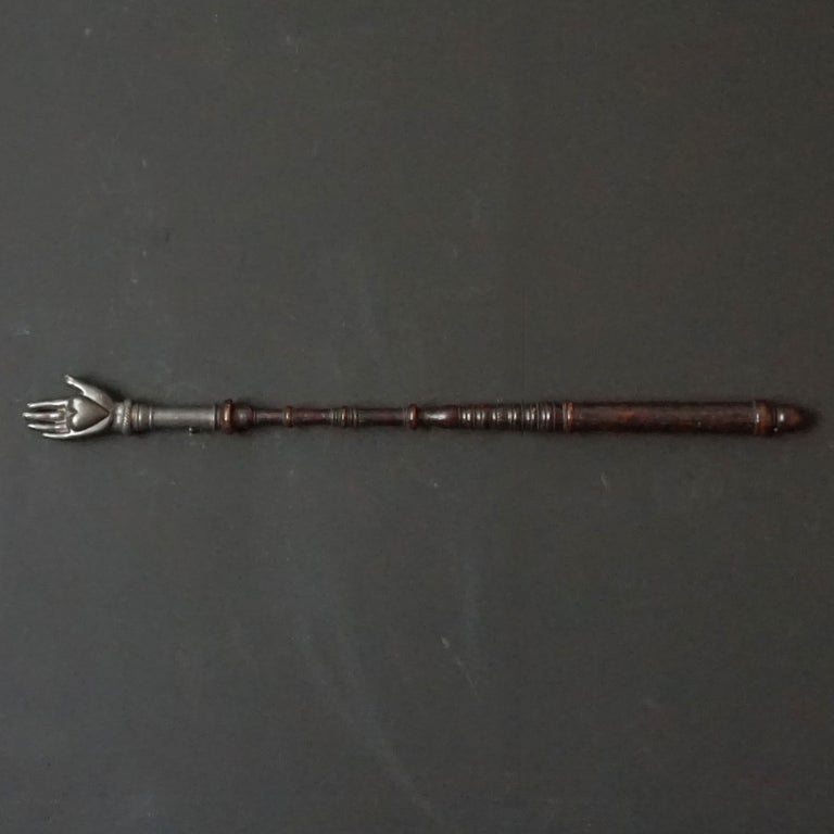 19th Century Odd Fellows or Oddfellows Tin Heart in Hand on Oak Stick ...