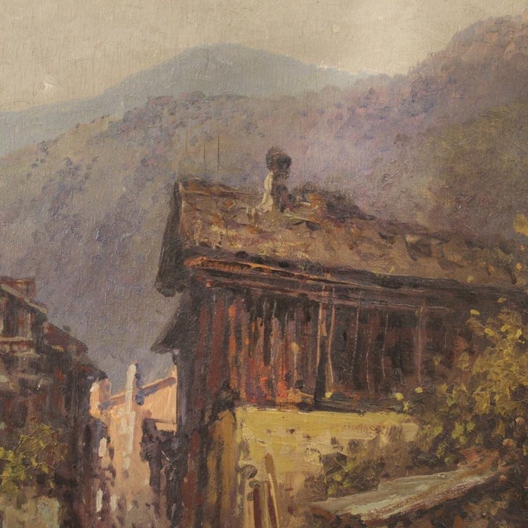 19th Century Oil on Board Italian Antique Signed Landscape Painting ...