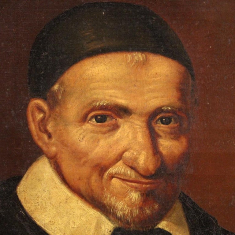 19th Century Oil on Canvas French Painting Portrait of a Priest, 1880 ...