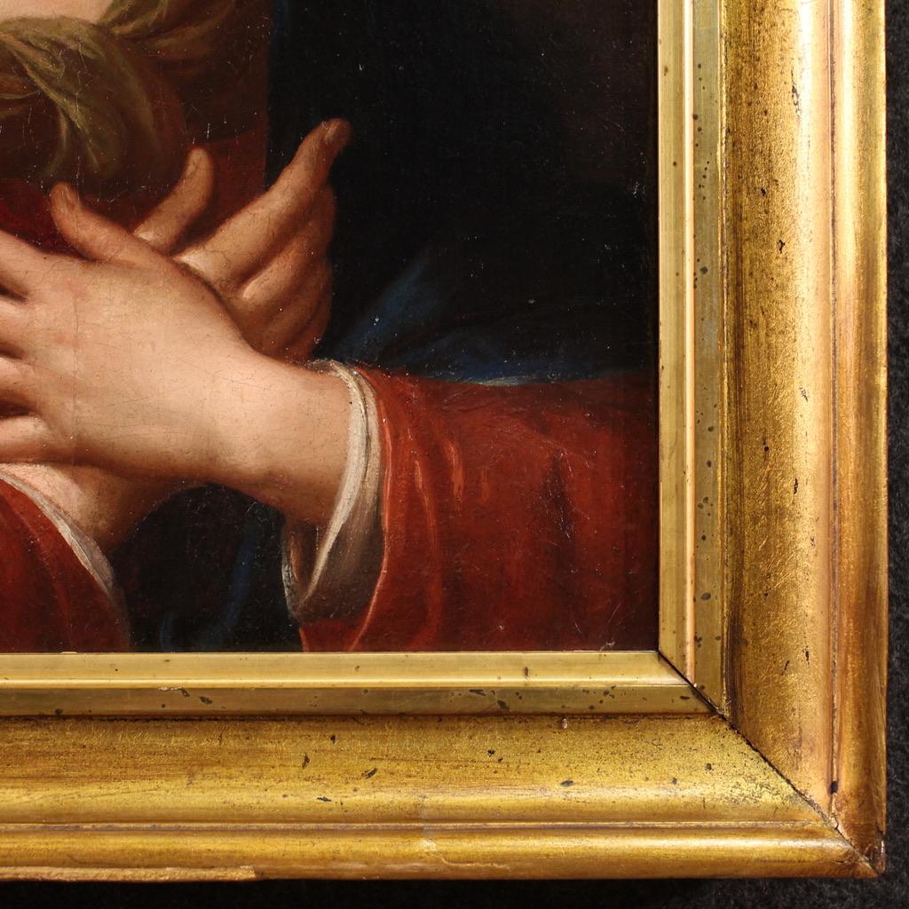 19th Century Oil on Canvas Italian Antique Religious Painting Madonna ...