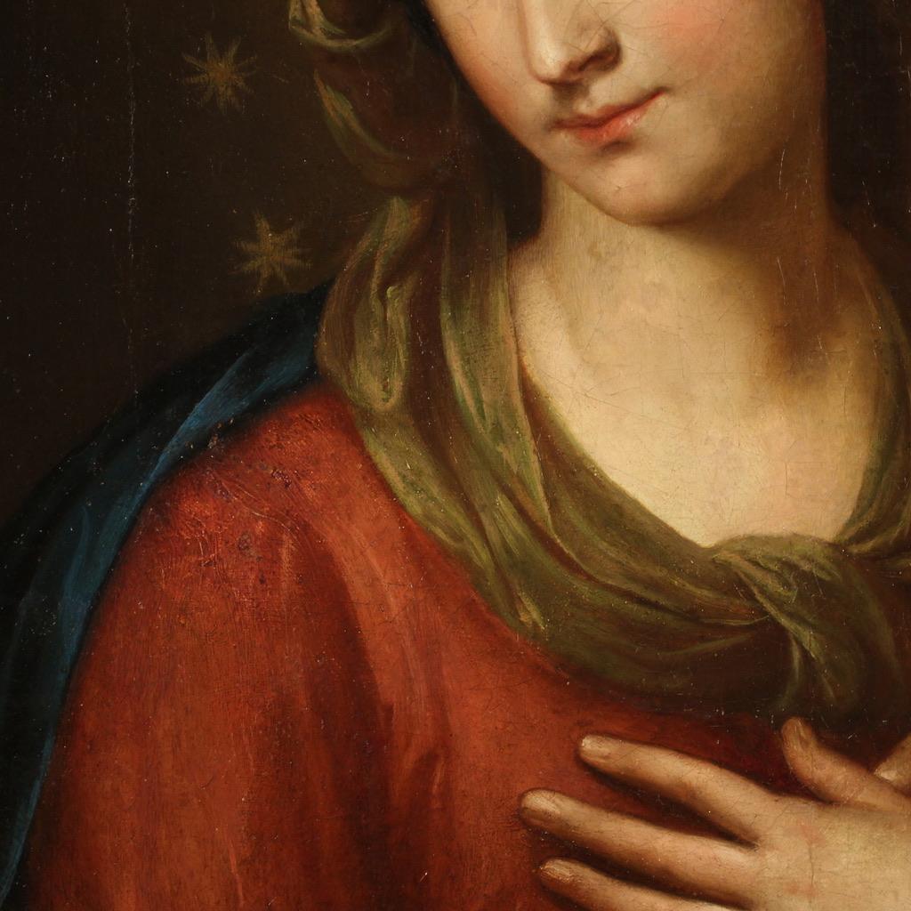 19th Century Oil on Canvas Italian Antique Religious Painting Madonna ...