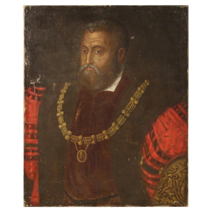 19th Century Oil on Canvas Italian Nobleman Portrait Painting, 1850 For ...