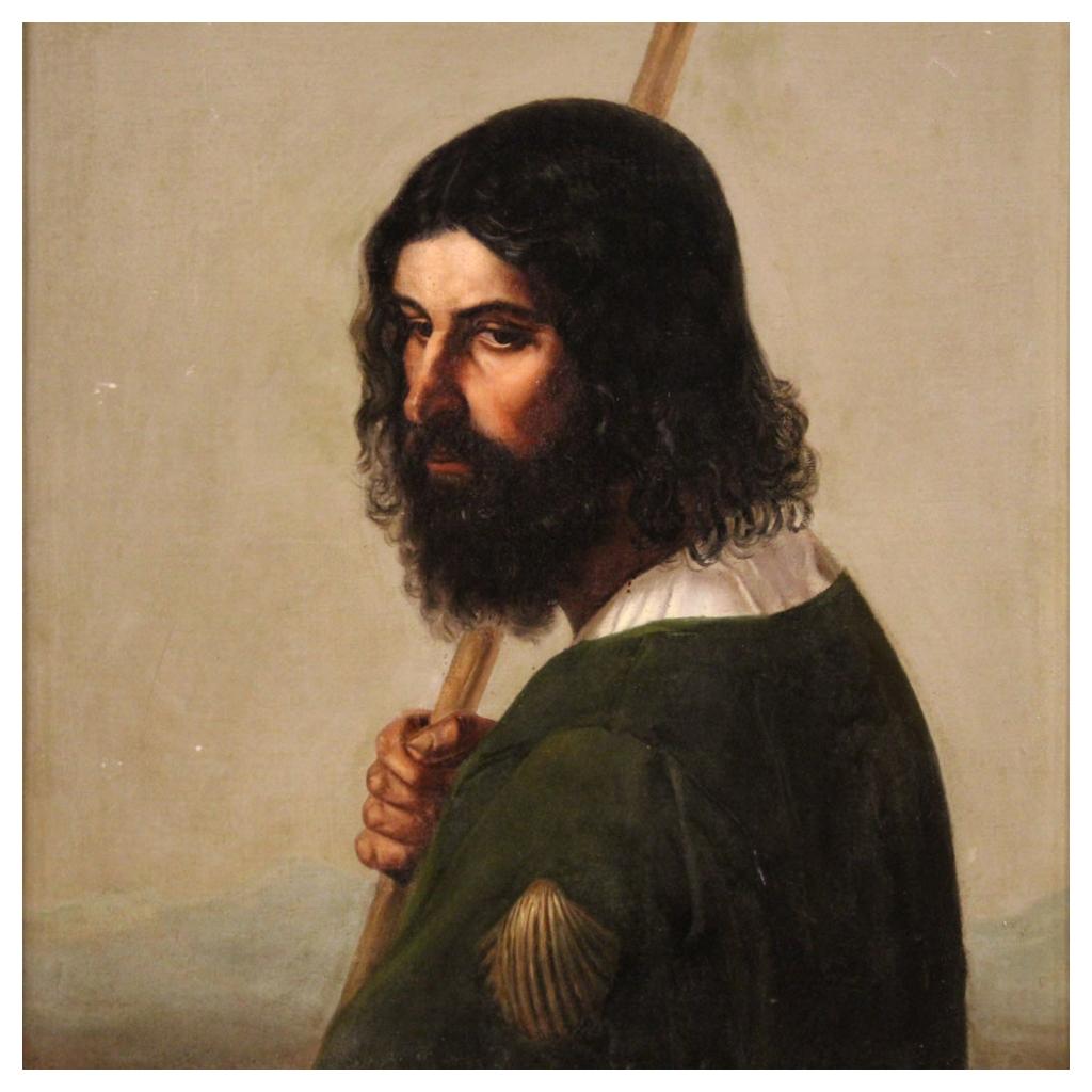 19th Century Oil on Canvas Italian Religious Painting Saint Rocco, 1860 ...