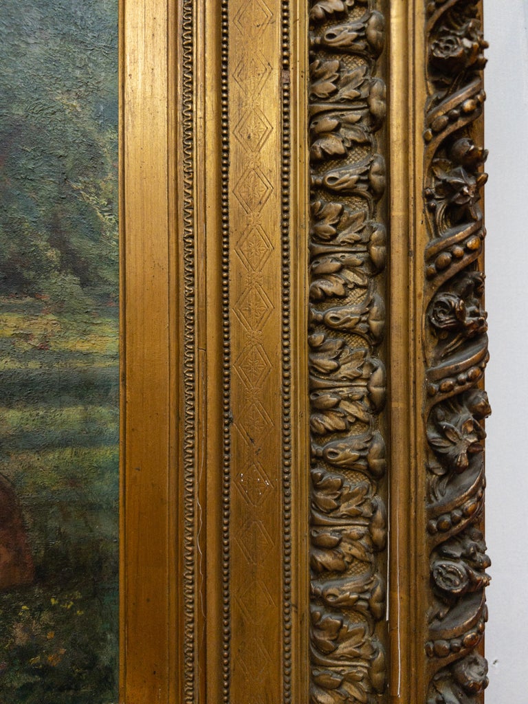 19th Century Oil on Canvas Painting of Dogs in Gilt Frame by Charles ...