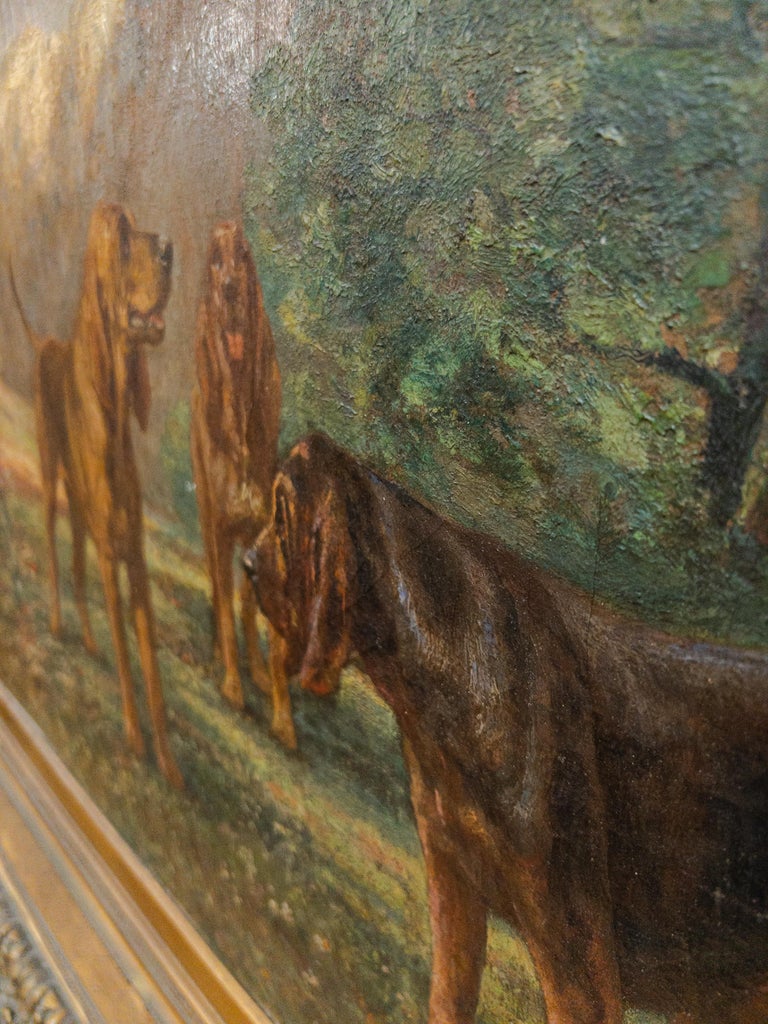 19th Century Oil on Canvas Painting of Dogs in Gilt Frame by Charles ...