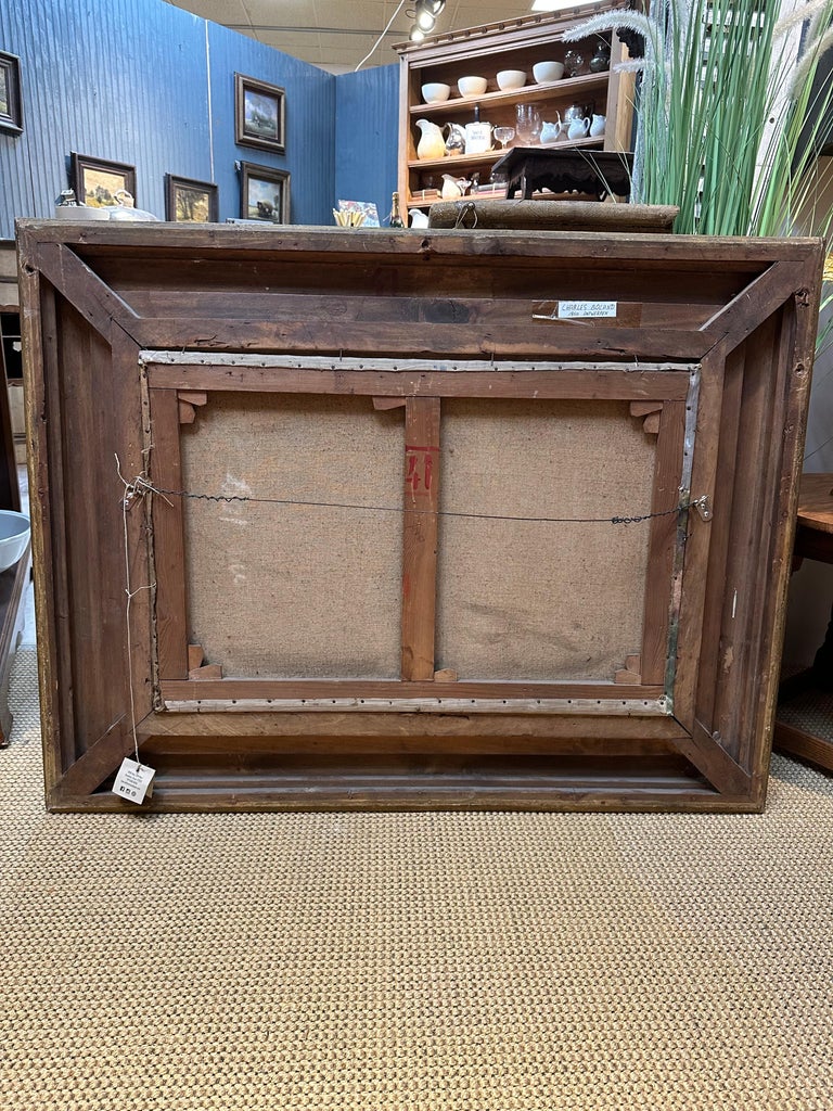19th Century Oil on Canvas Painting of Dogs in Gilt Frame by Charles ...
