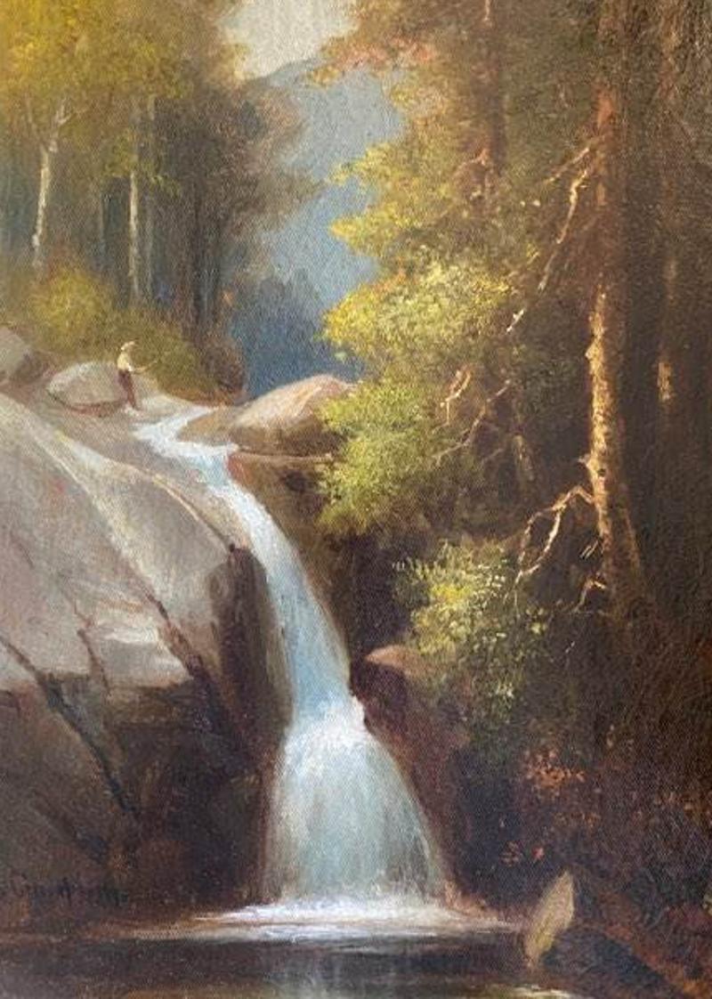 19th Century Oil on Canvas Painting of Waterfall by Benjamin Champney ...
