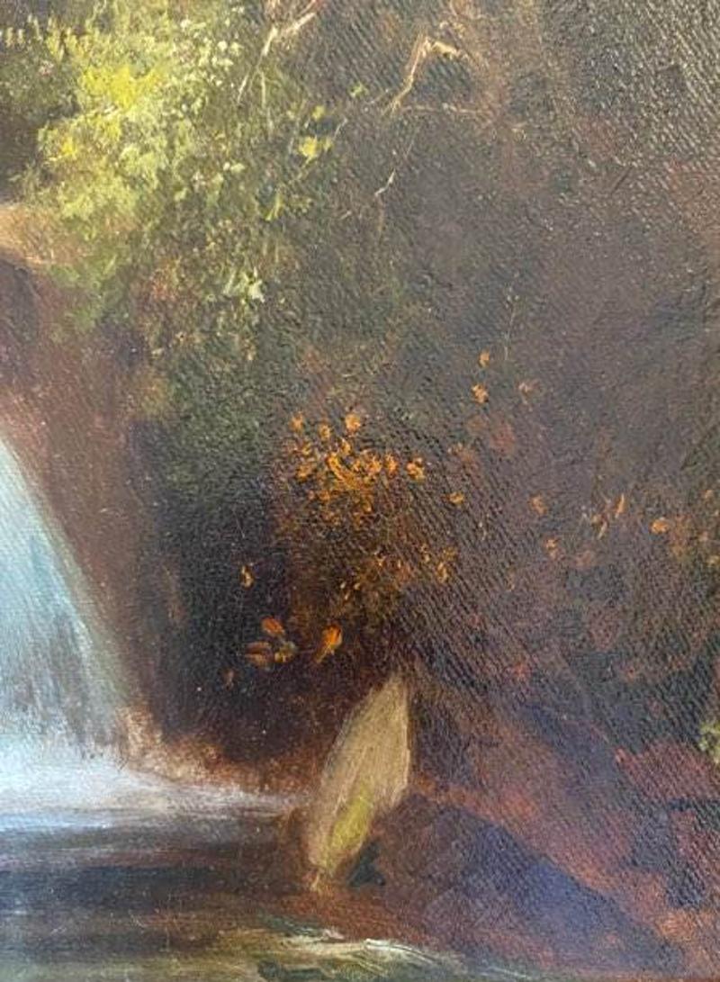 19th Century Oil on Canvas Painting of Waterfall by Benjamin Champney ...