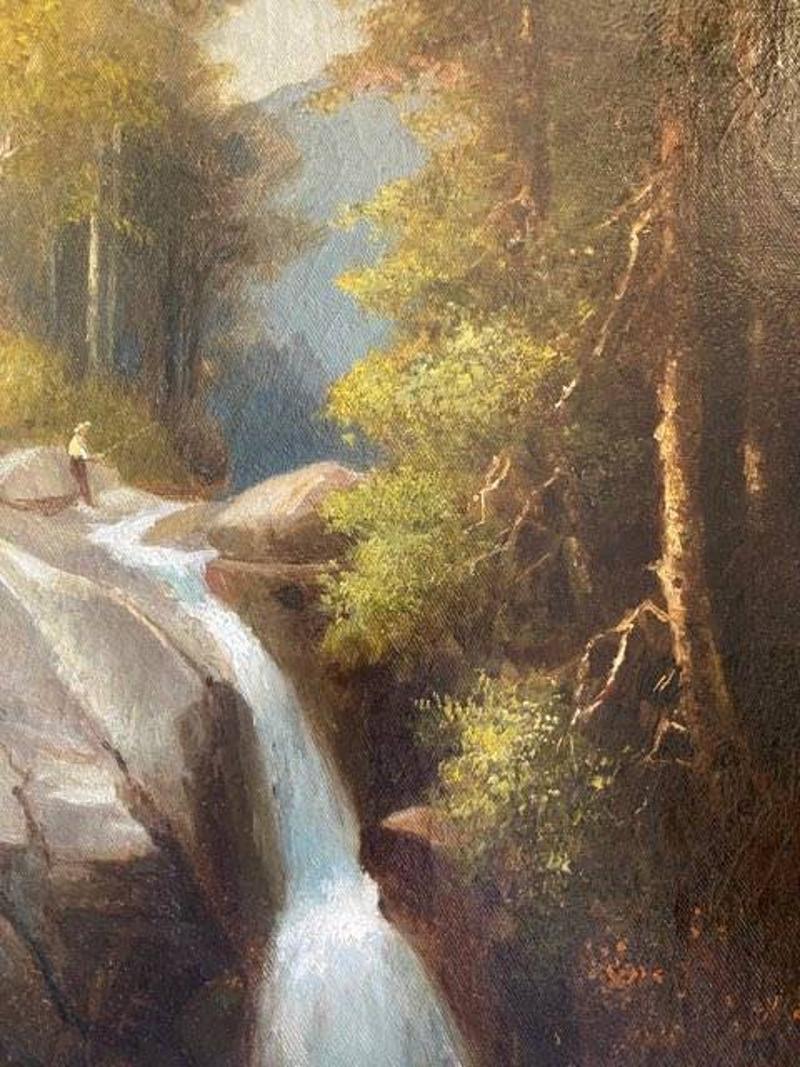 19th Century Oil on Canvas Painting of Waterfall by Benjamin Champney ...