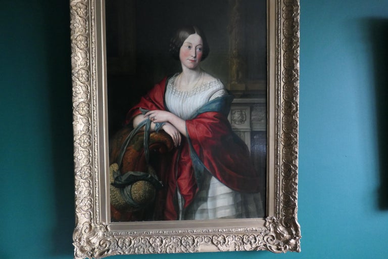 19th Century Oil on Canvas Portrait of Mary Harris Stretton, with ...