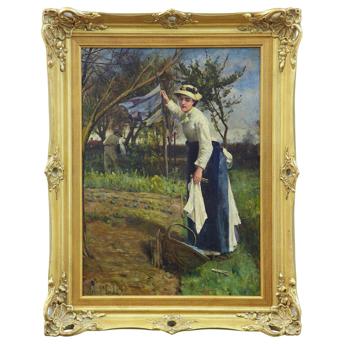 Farmer and Hunt Scene Oil on Canvas Painting by S J Clark For Sale at ...