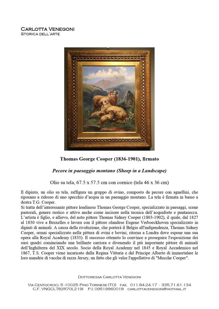 19th Century, Oil on Canvas, Sheep in a Landscape by Thomas George ...