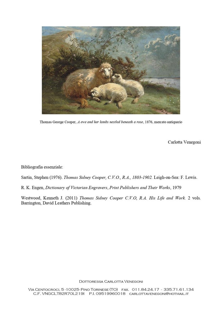19th Century, Oil on Canvas, Sheep in a Landscape by Thomas George ...