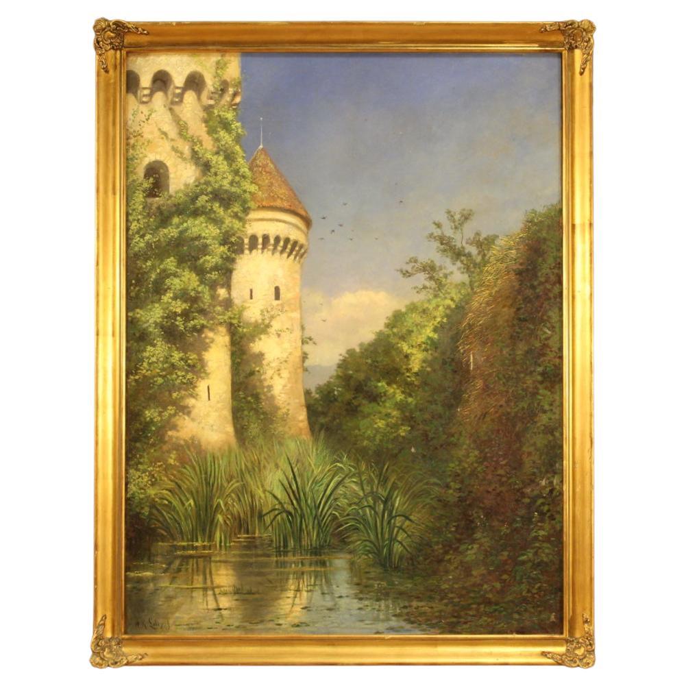 19th Century Oil on Canvas Antique French Signed Landscape Painting ...