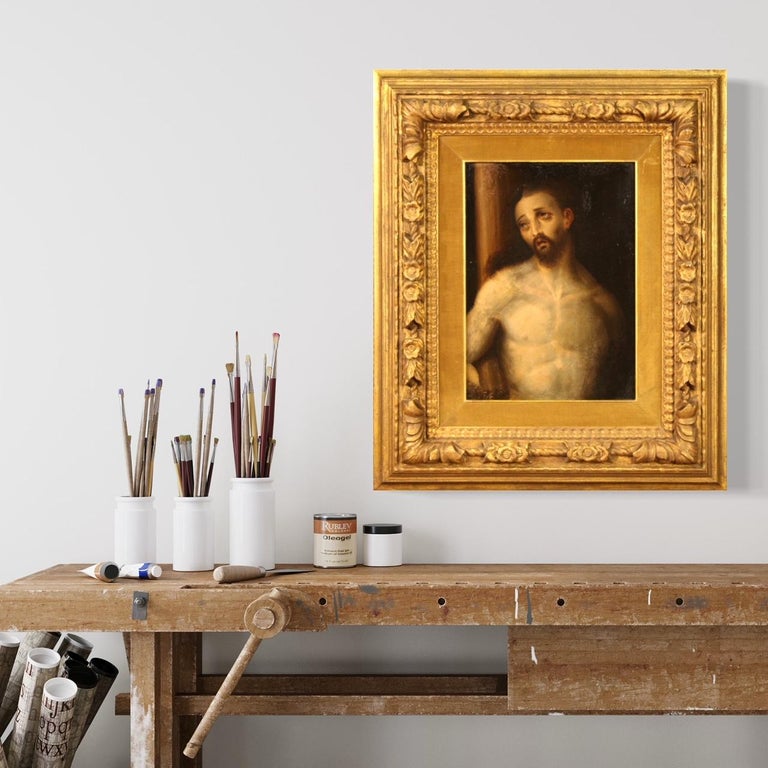 19th Century Oil on Panel English Religious Painting Christ at the ...