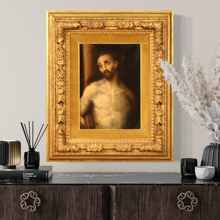 19th Century Oil on Panel English Religious Painting Christ at the ...
