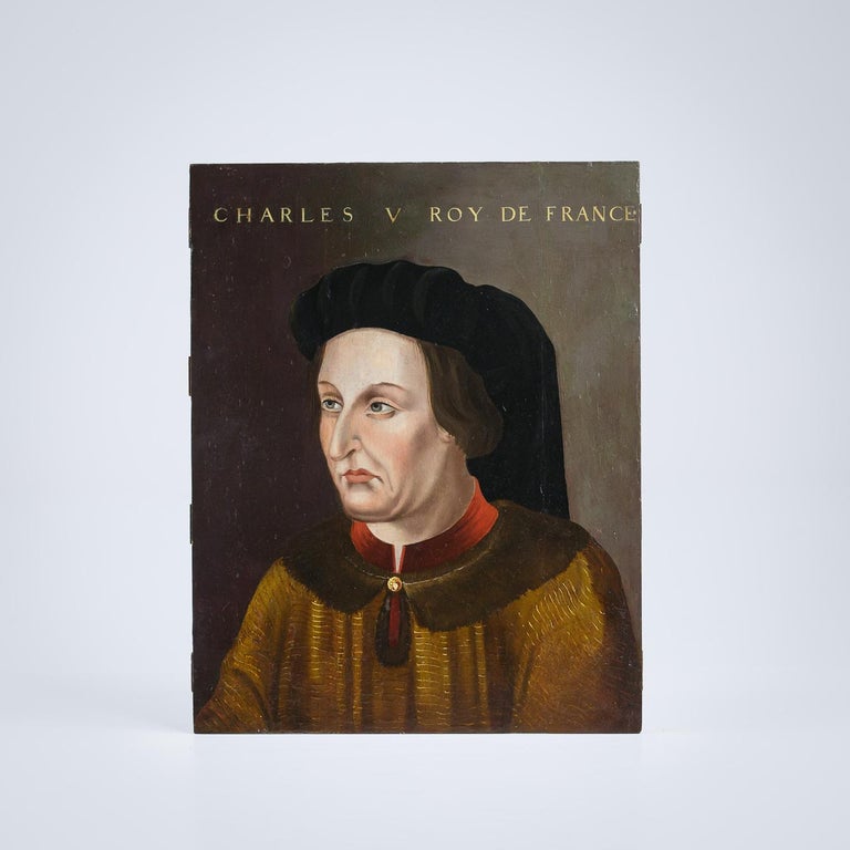 19th Century Oil on Panel Of Charles V King of France For Sale at 1stDibs