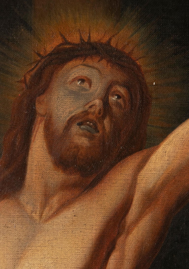 19th Century Oil Painting of Jesus Christ on the Cross For Sale at 1stDibs