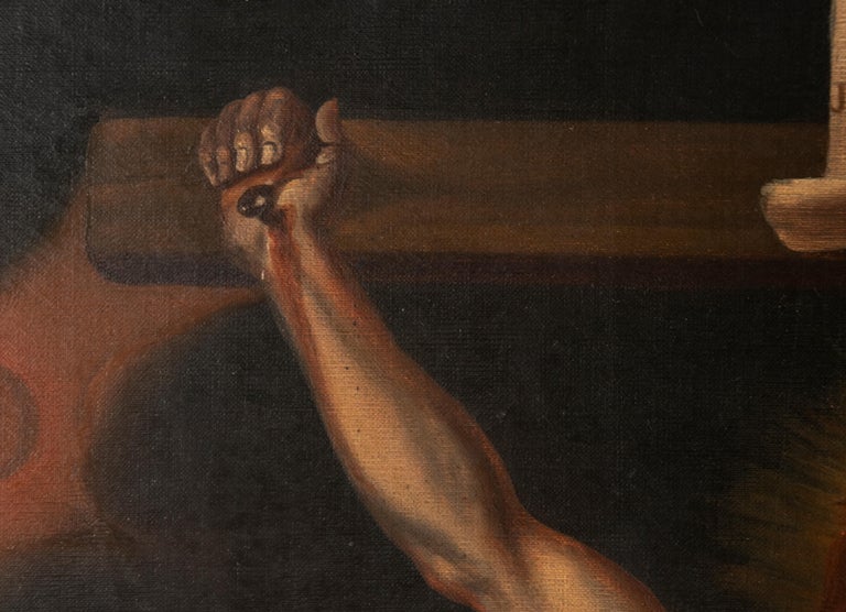 19th Century Oil Painting of Jesus Christ on the Cross For Sale at 1stDibs