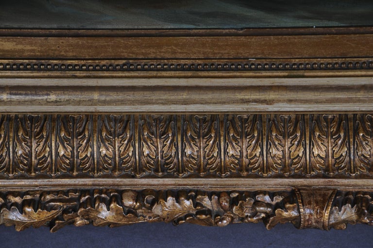 19th Century Oil Painting View from the Sea in a Big Gild Frame For ...