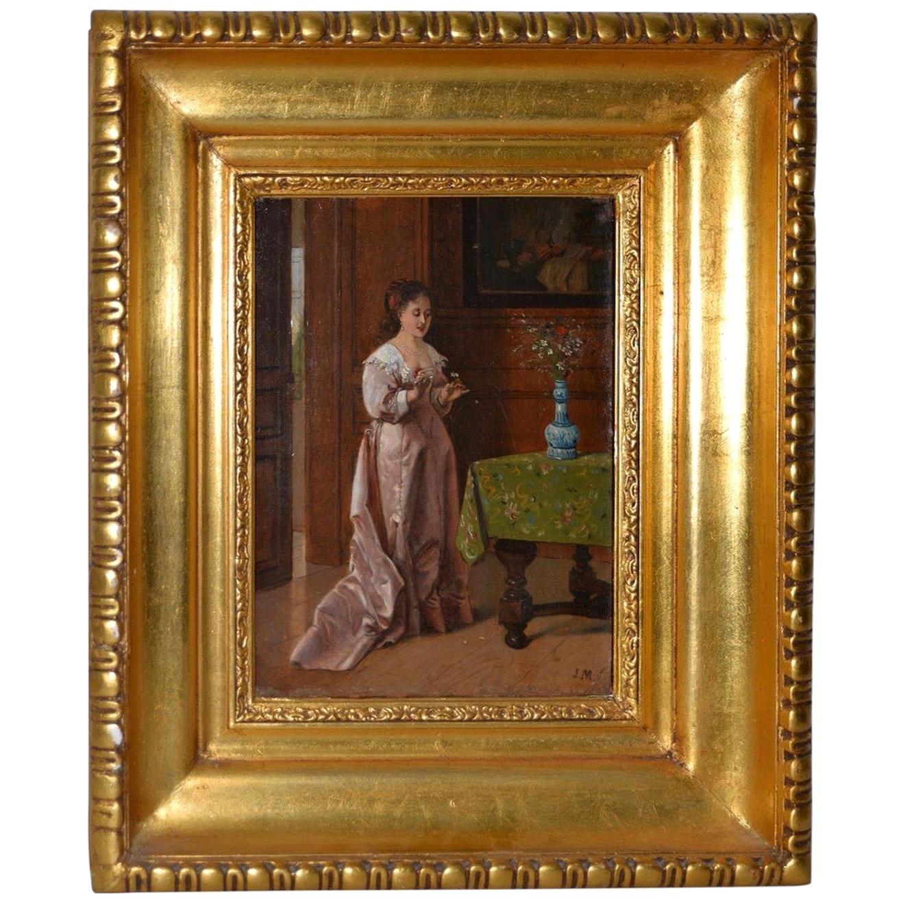 Yves Leduc American 20th Century Oil Portrait Of An Elegant Woman At