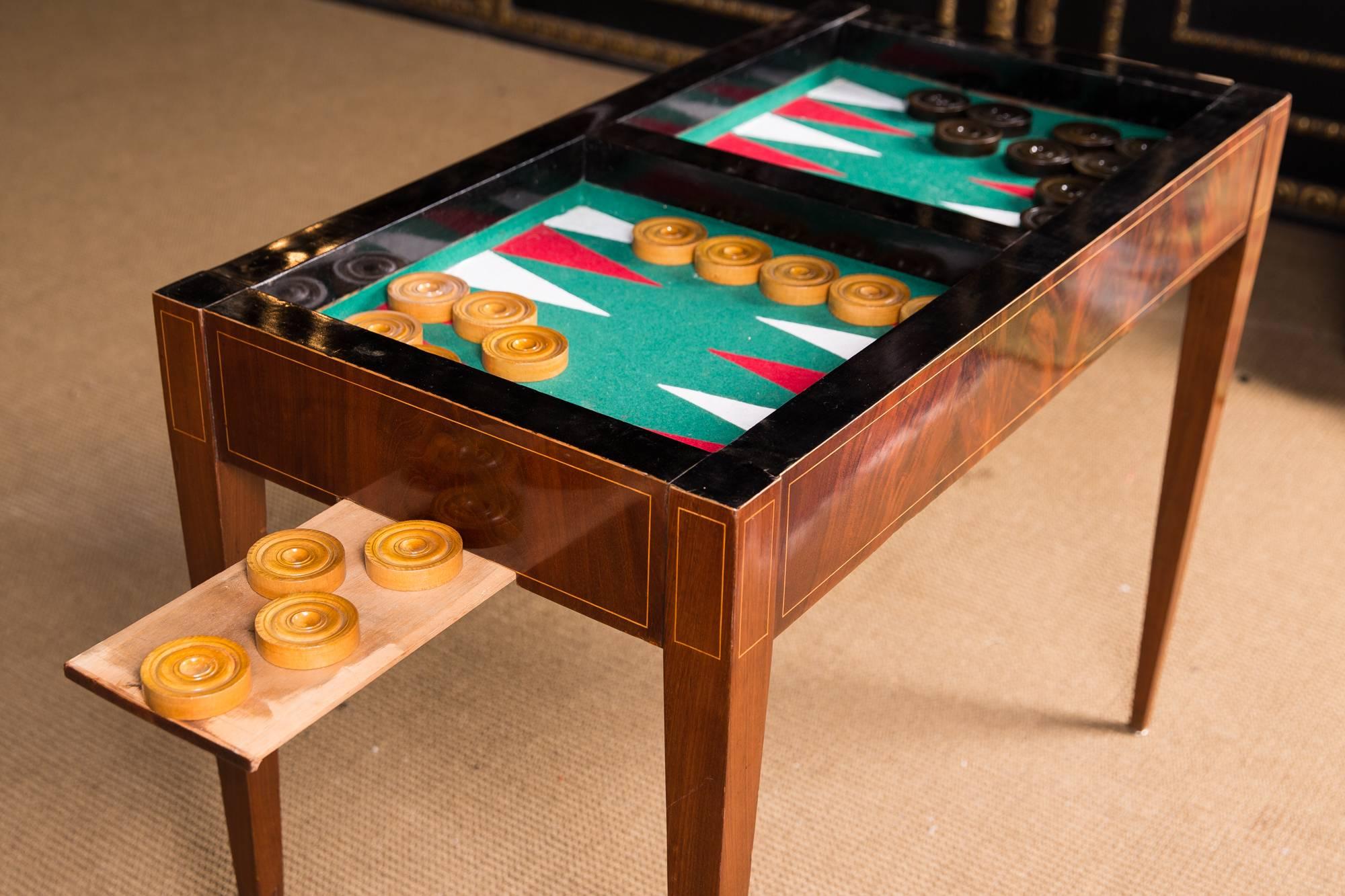 19th Century Old Biedermeier Backgammon Table with Mahogany Veneer Nice ...