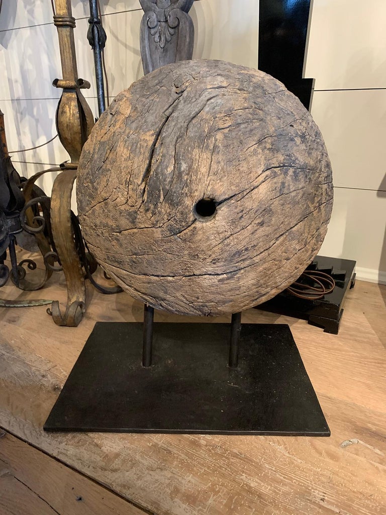 19th Century or Earlier Wooden Wheel on Custom Base at 1stDibs