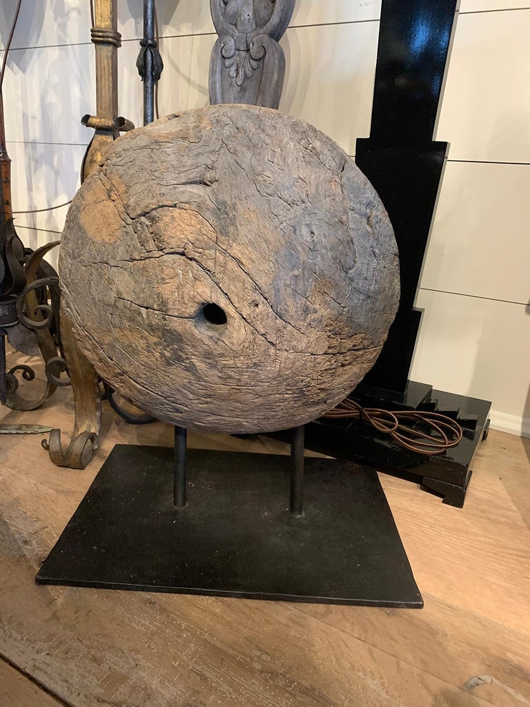 19th Century or Earlier Wooden Wheel on Custom Base at 1stDibs