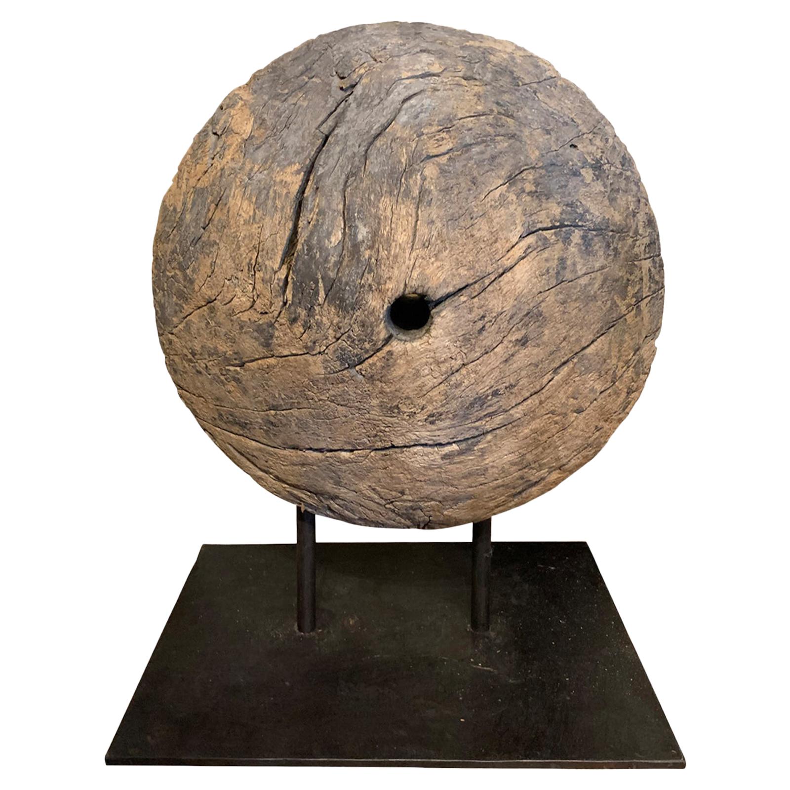 19th Century or Earlier Wooden Wheel on Custom Base at 1stDibs