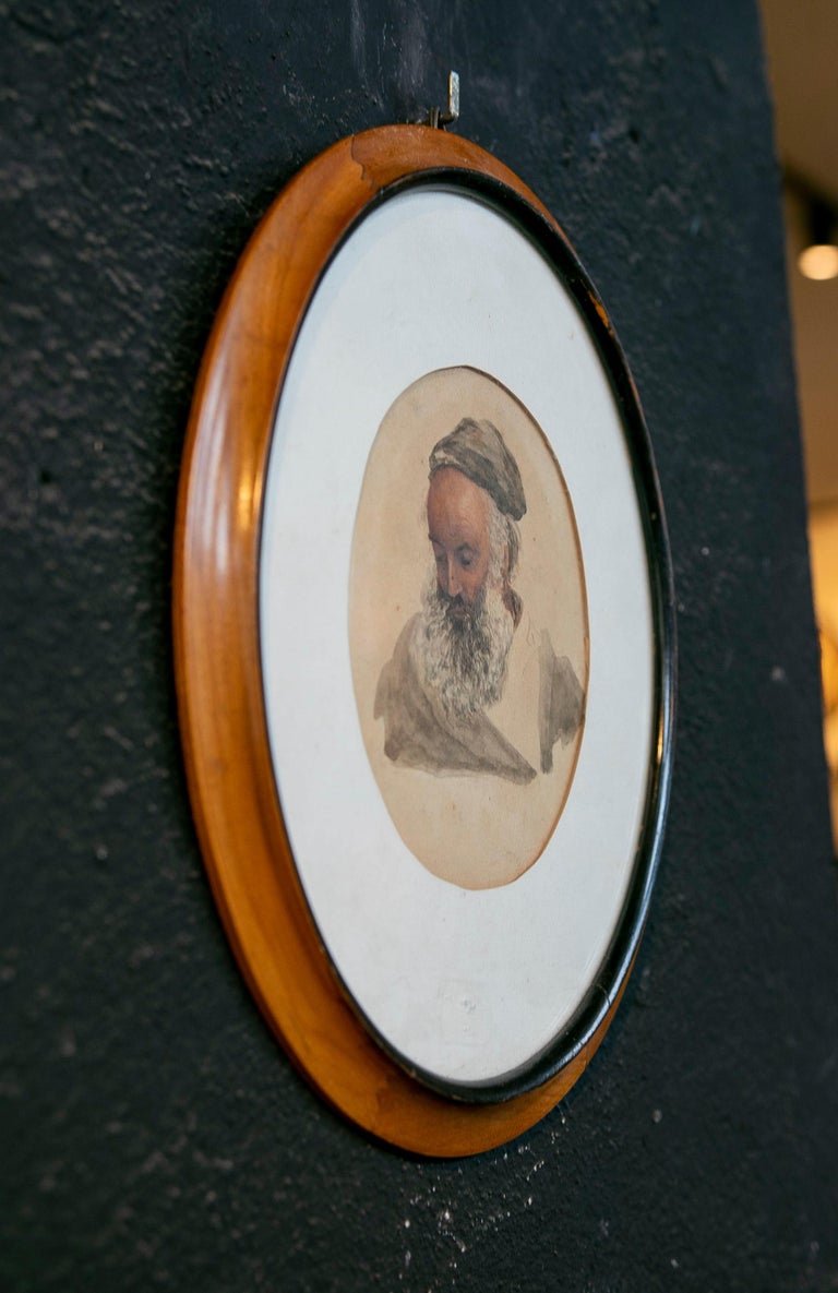 19th Century Orientalist Framed Portrait Painting of an Arabic ...