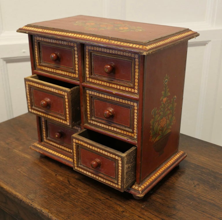 19th Century Original Folk Art Painted Chest of Drawers For Sale at 1stDibs