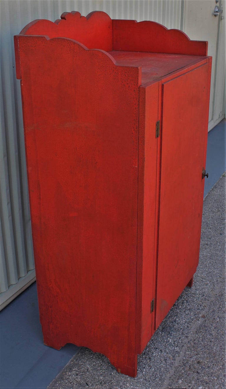 19th Century Original Red Painted Cupboard at 1stDibs