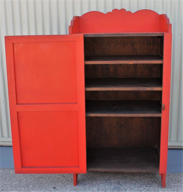 19th Century Original Red Painted Cupboard at 1stDibs