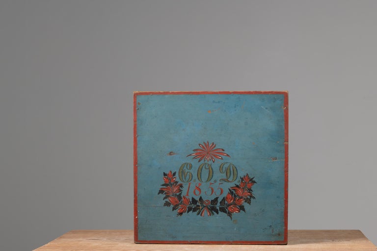 19th Century Original Swedish Blue Pine Box For Sale at 1stDibs