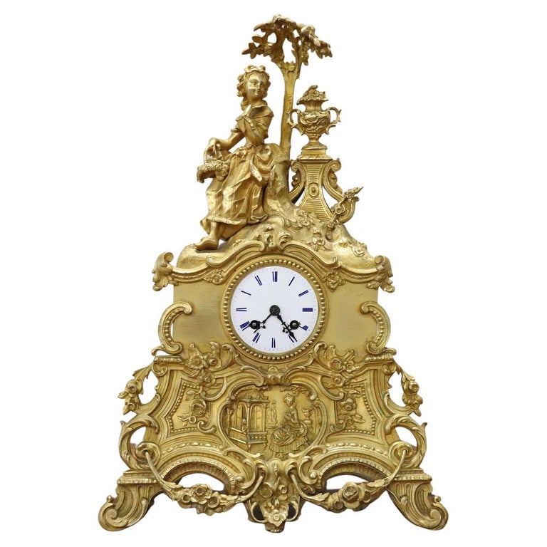 19th Century Ormolu Gilt Bronze Antique Table Clock For Sale at 1stDibs