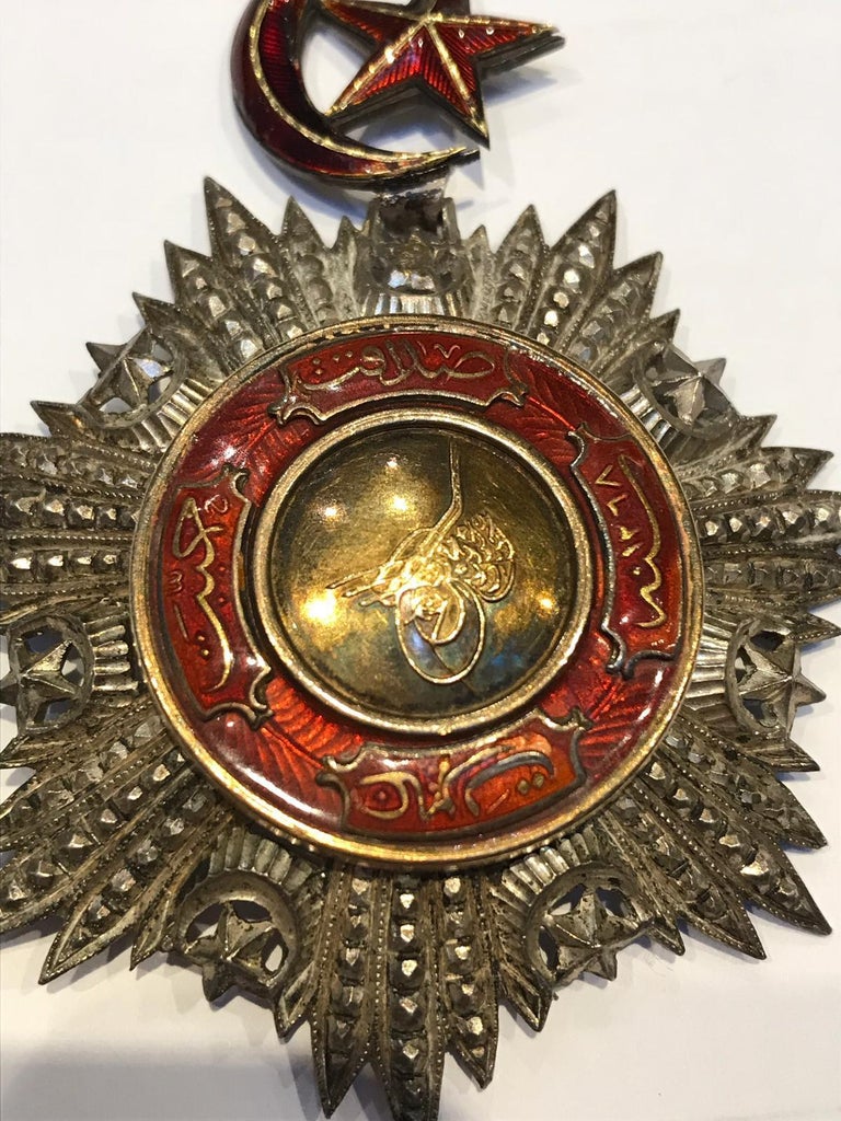 19th Century Ottoman Silver, Enamel and Gold Ceremonial Medal, Order of ...