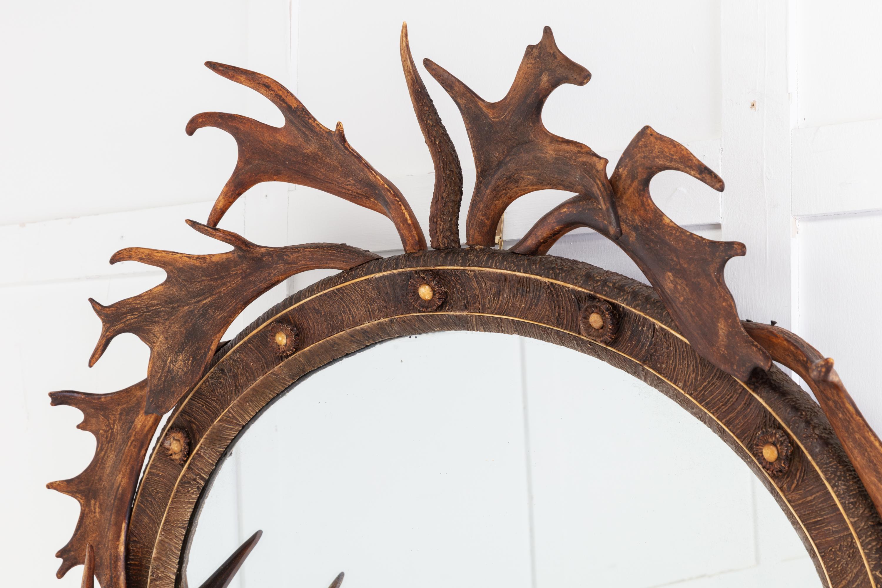 19th Century Oval Antler Mirror at 1stDibs
